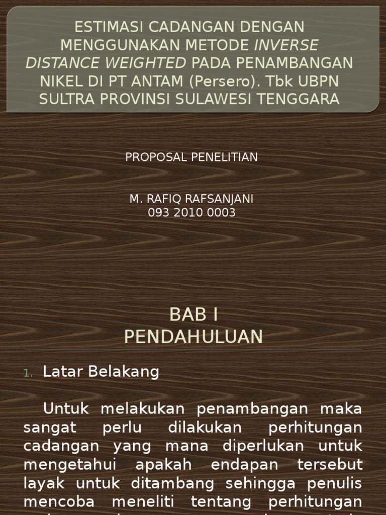 Estimasi Cadangan Dengan Menggunakan Metode Inverse Distance Weighted | PDF