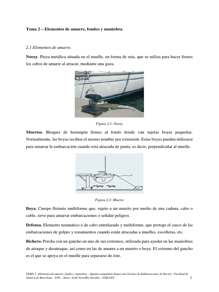 Elementos de amarre y fondeo en náutica | PDF | Timón | Puerto y estribor