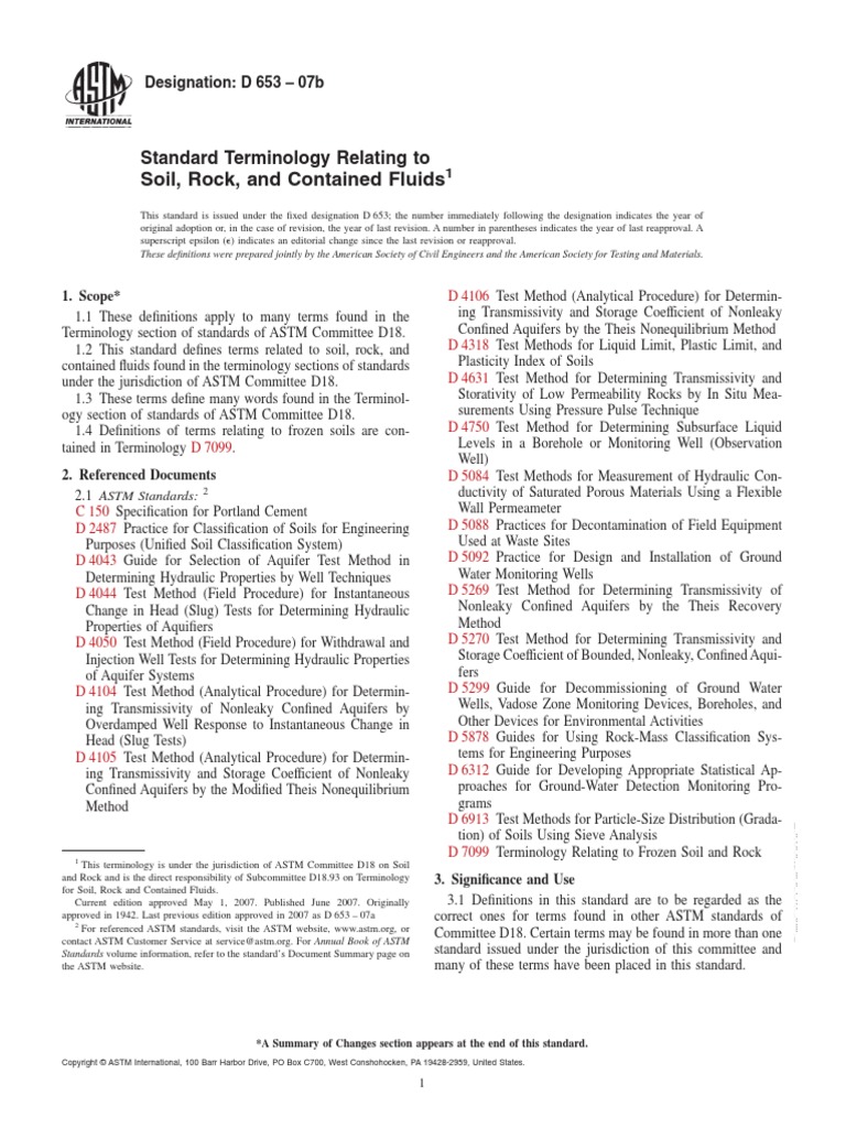 ASTM D 653-2007b | PDF | Soil | Aquifer