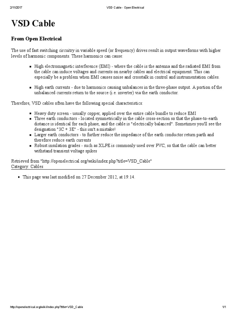 VSD Cable - Open Electrical | PDF
