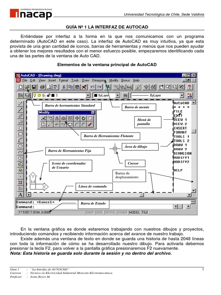 GUIA 1 La Interfaz de AutoCAD | PDF | Ventana (informática ...