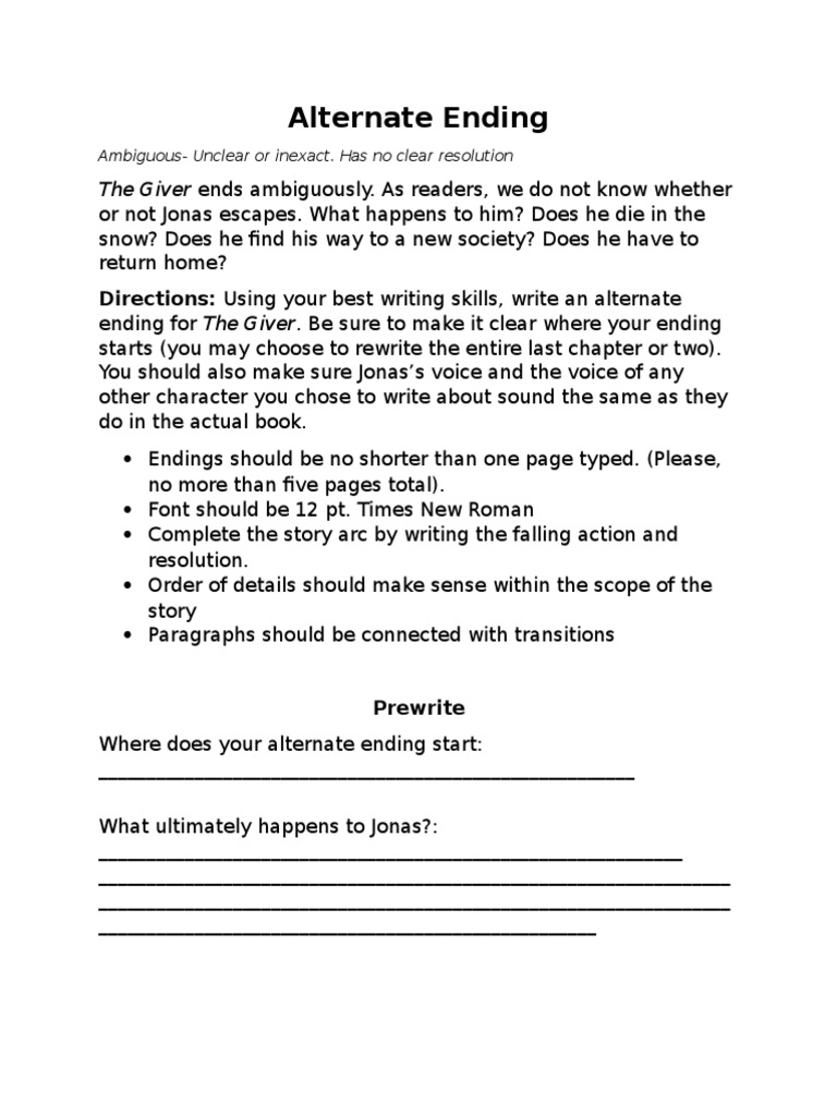 The Giver Alternate Ending | PDF
