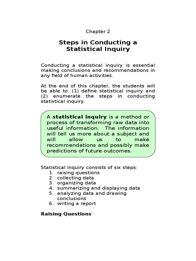 Steps in Statistical Inquiry Process | PDF | Chart | Pie Chart