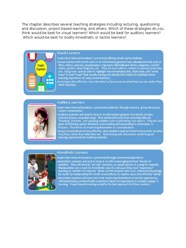 Visual Auditory Kinesthetic Learners | PDF