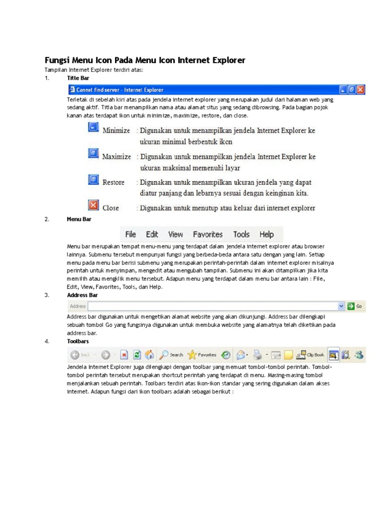 Fungsi Menu Icon Pada Menu Icon Internet Explorer | PDF | Seni