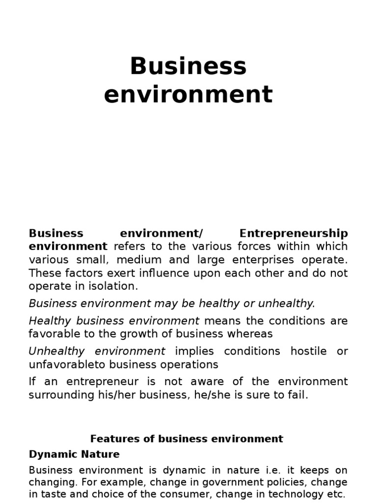 TOPIC 3 Business Environment | PDF | Swot Analysis | Entrepreneurship