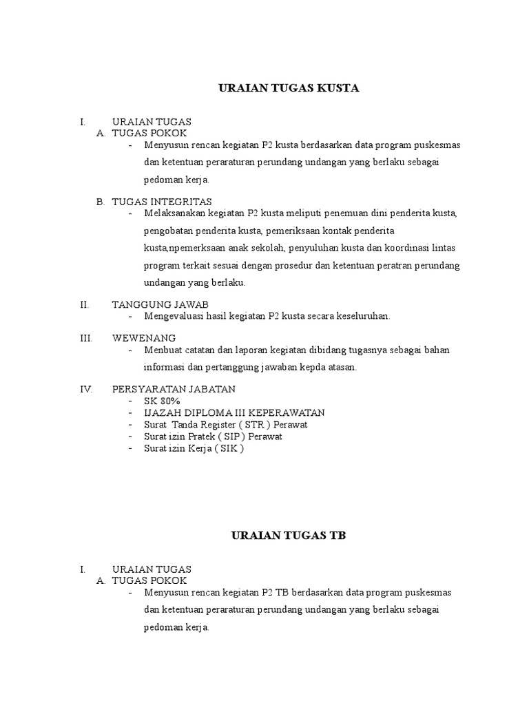 Uraian Tugas TB Kusta | PDF