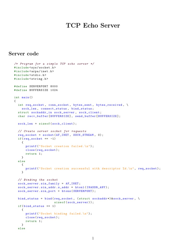 TCP Echo | PDF | Network Socket | Internet Architecture