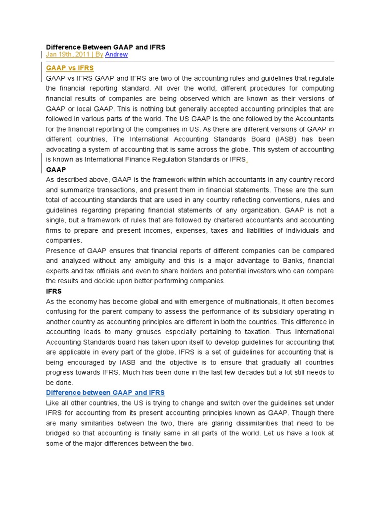 Difference Between GAAP and IFRS | PDF | International Financial ...