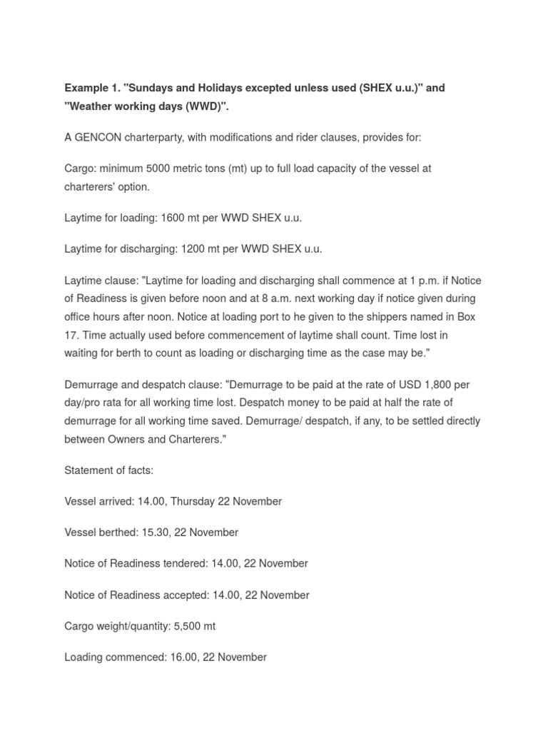 Solution For Laytime Calculation | PDF