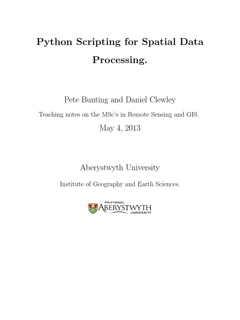 !python Scripting For Spatial Data Processing PDF | PDF | Python (Programming Language ...