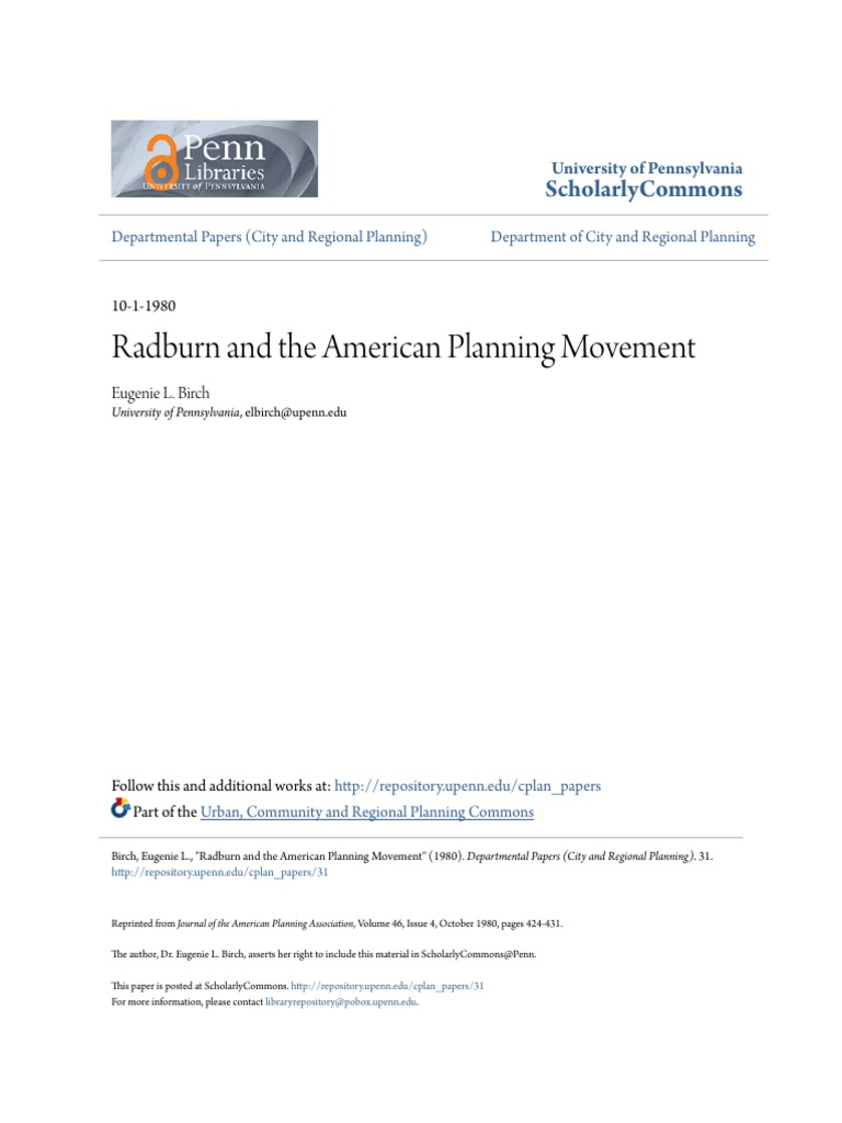 Radburn and The American Planning Movement | PDF | Urban Planning | The ...