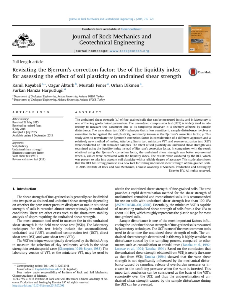 Bjerrum - Correction of VST | PDF | Soil Mechanics | Geotechnical Engineering