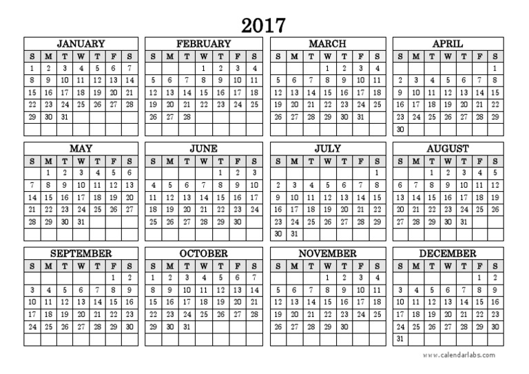 2017 Yearly Calendar Landscape 09 | PDF