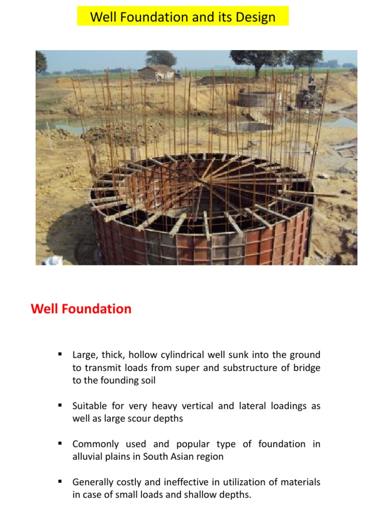 Design of Well Foundation | PDF | Bending | Friction