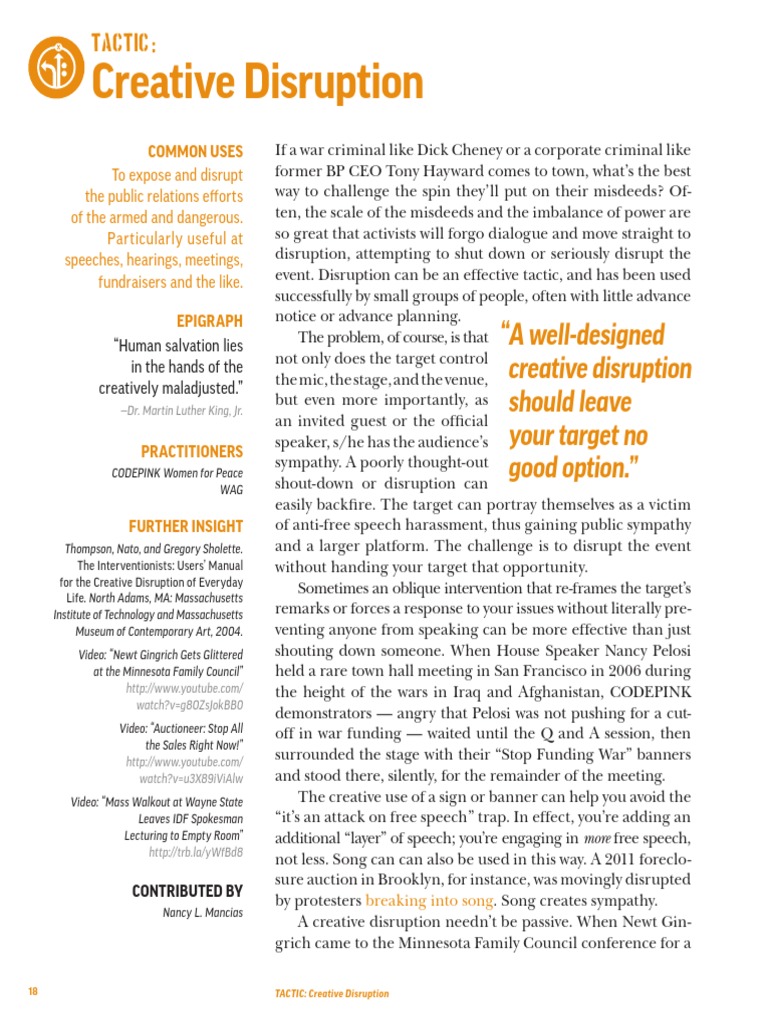 Creative Disruption: "A Well-Designed Creative Disruption Should Leave ...