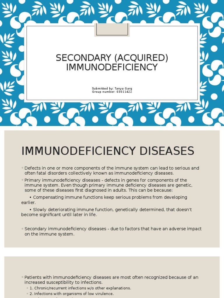 Secondary Immunodeficiency | PDF | Immunodeficiency | Immunosuppression