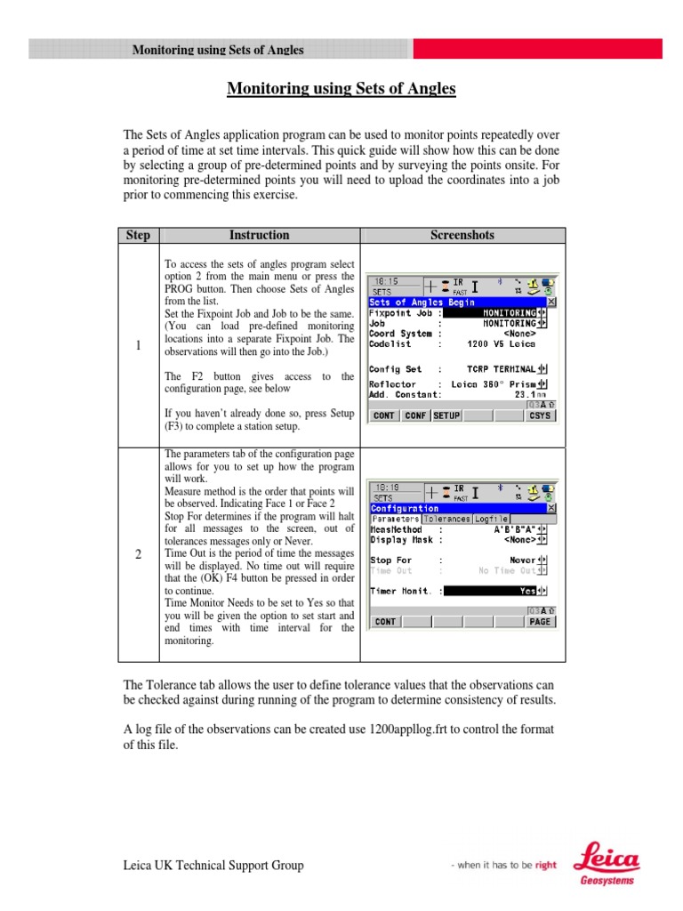 Quick Guide System 1200 - Monitoring Using Sets of Angles | PDF ...