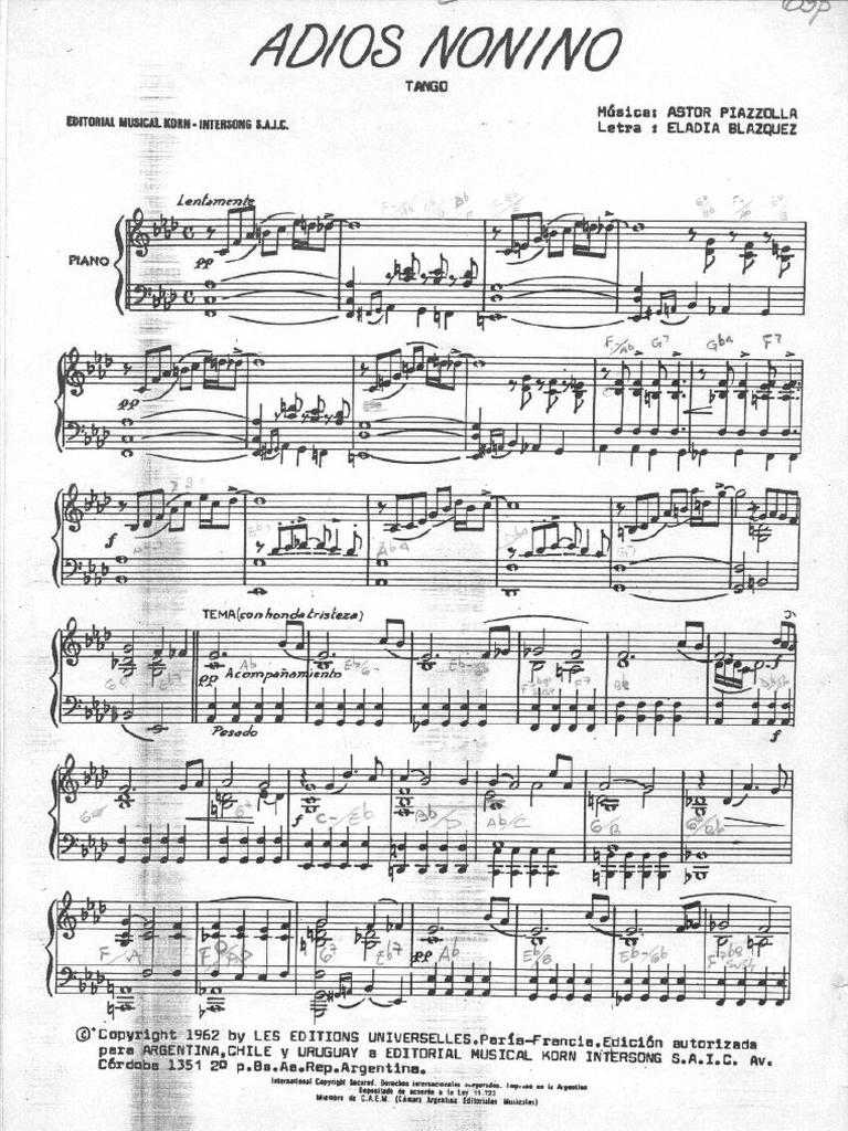 Adiós Nonino - Astor Piazzolla | PDF