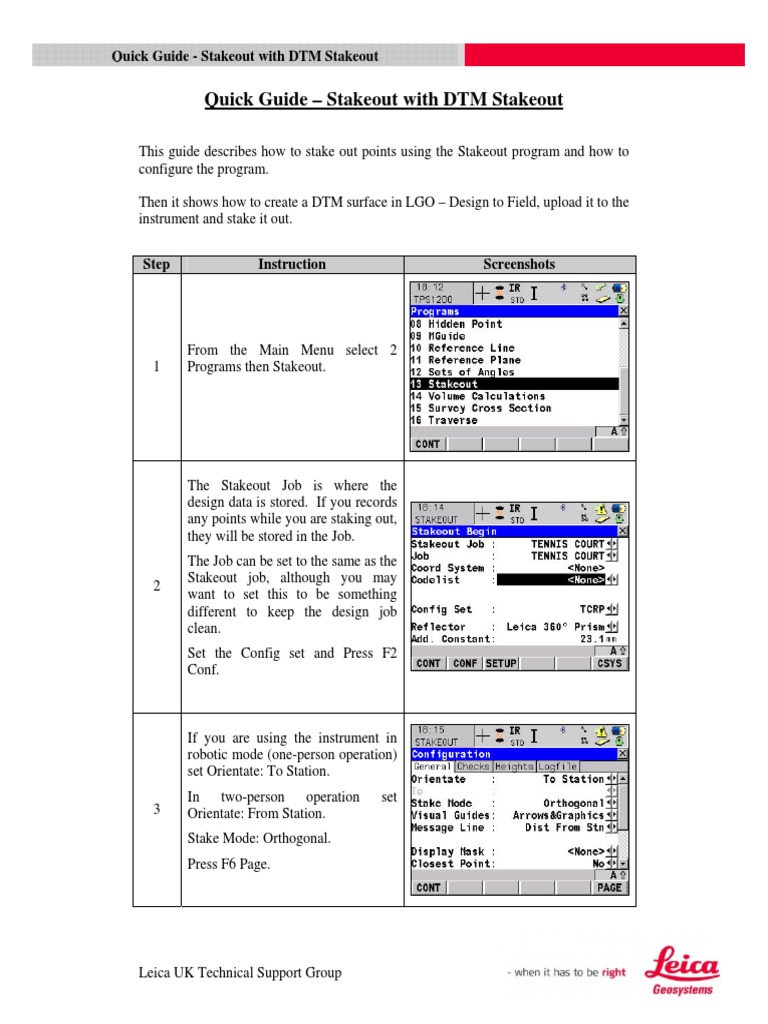 Quick Guide System 1200 - DTM Stakeout | PDF | Surveillance | Software
