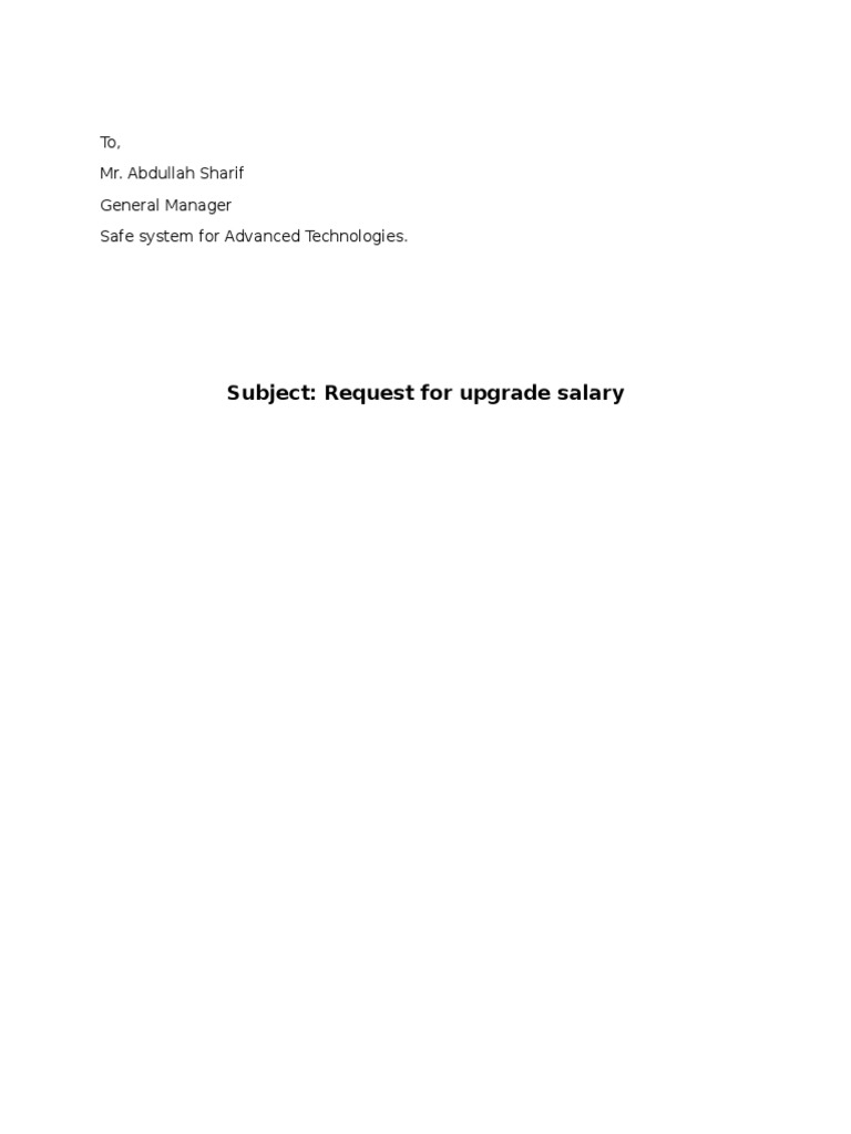 Salary Upgrade Request Letter | PDF