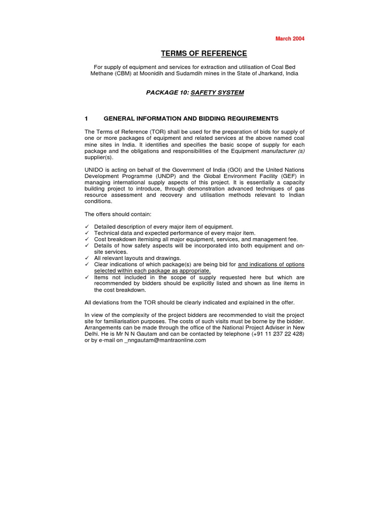 Terms of Reference: 1 General Information and Bidding Requirements ...