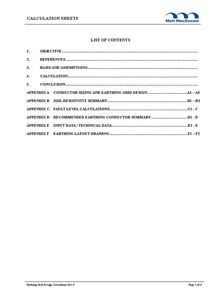 Earthing Grid Design Calculations Rev 0 | PDF | Electrical Resistivity ...