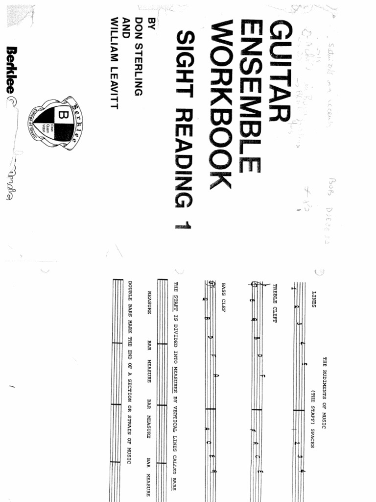 Guitar Ensemble Workbook Sight Reading Berklee School of Music PDF | PDF