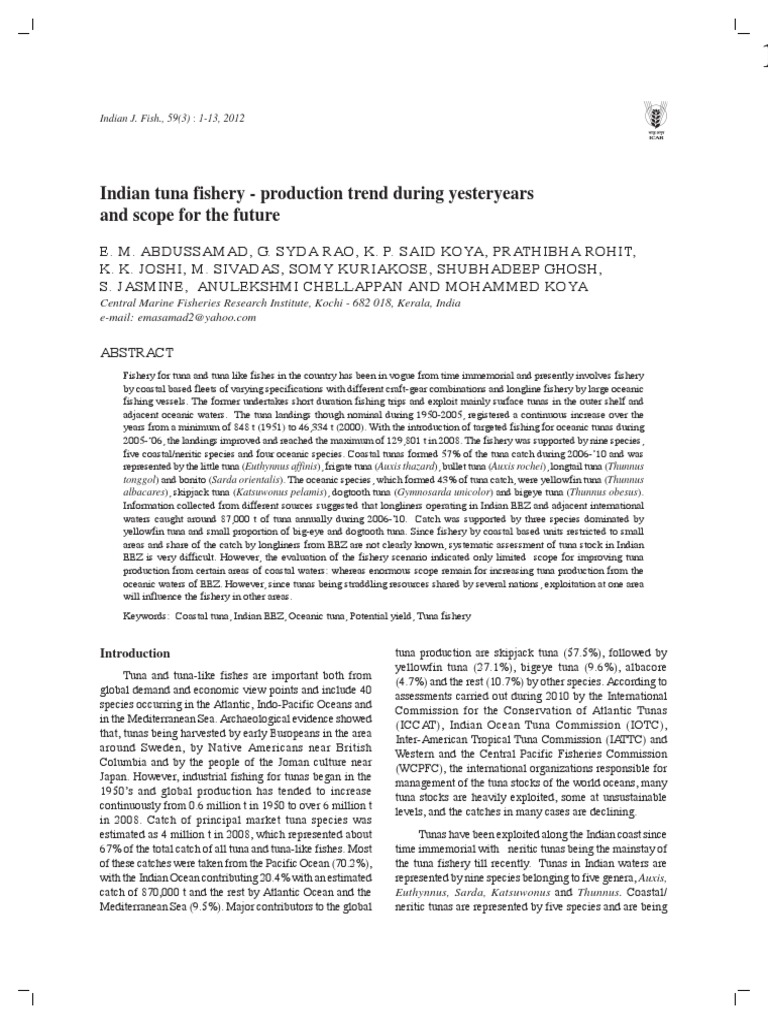 Tuna Fisheries | PDF | Tuna | Perciformes