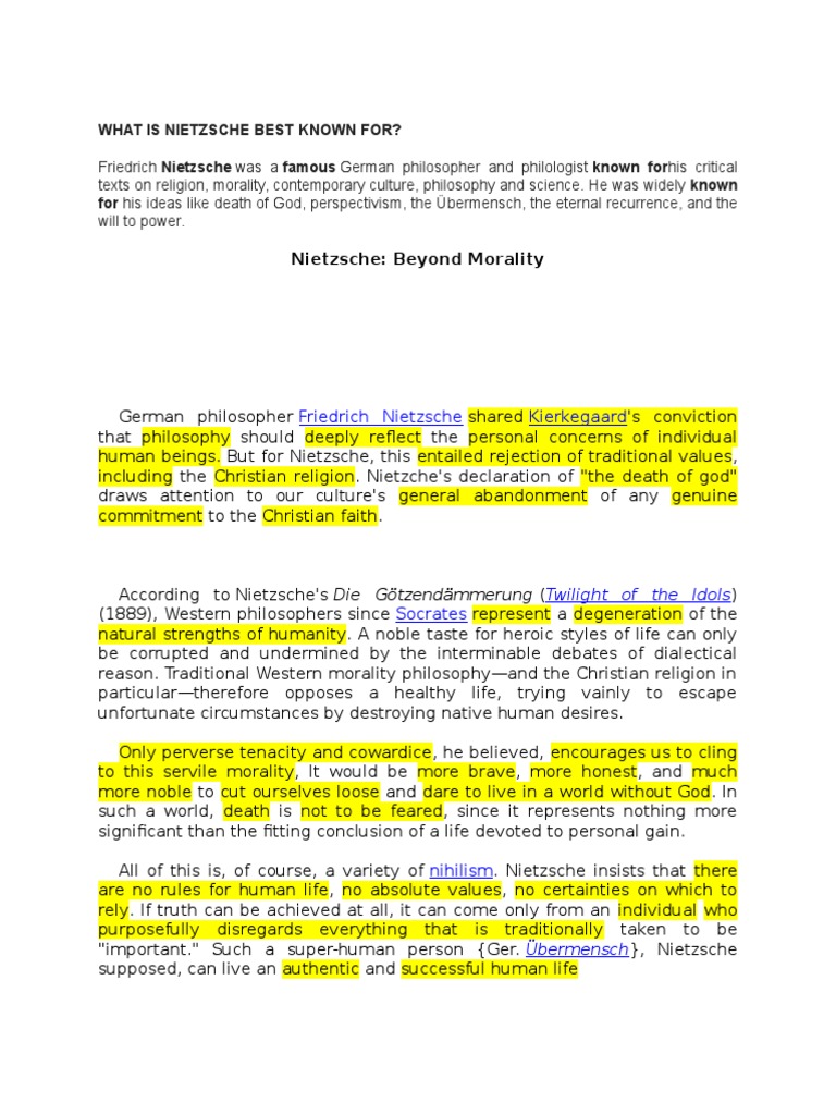 Nietzsche's Philosophy: Key Concepts Explained | PDF | Friedrich ...