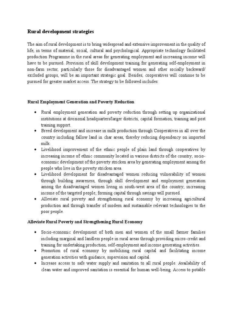 Rural Development Strategy | PDF | Cooperative | Rural Poverty