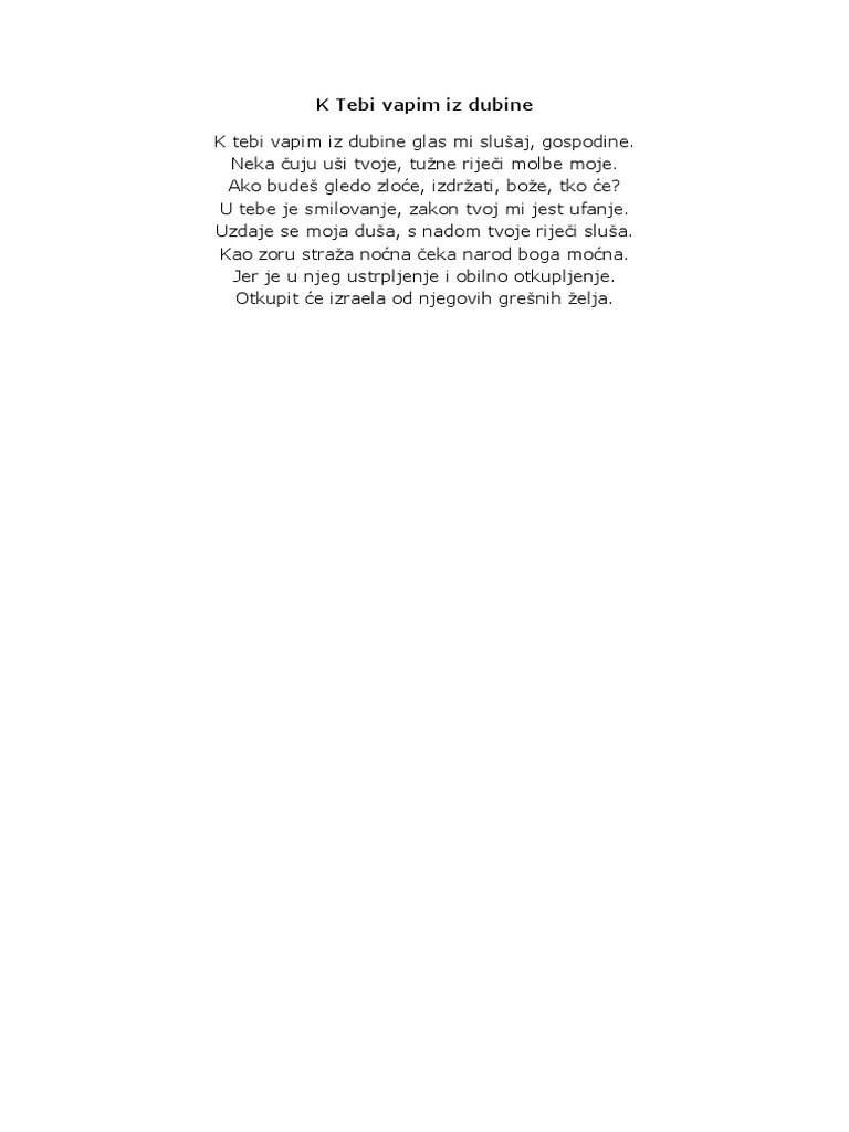K Tebi Vapim Iz Dubine | PDF