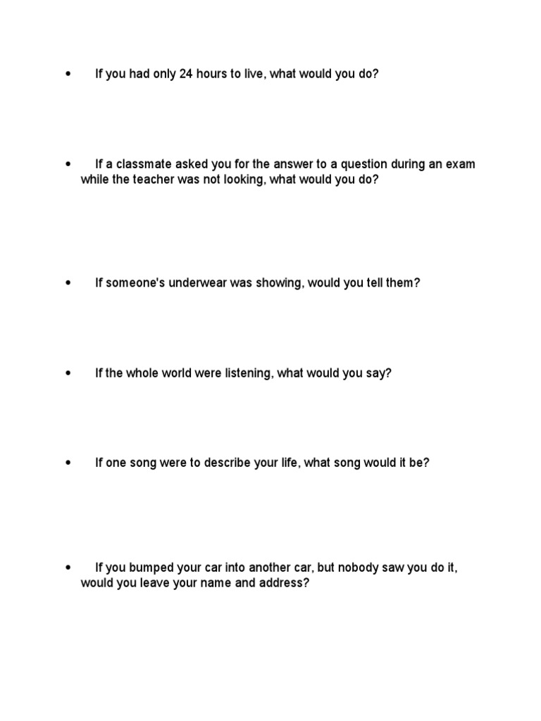 What Would You Do in 24 Hours? | PDF