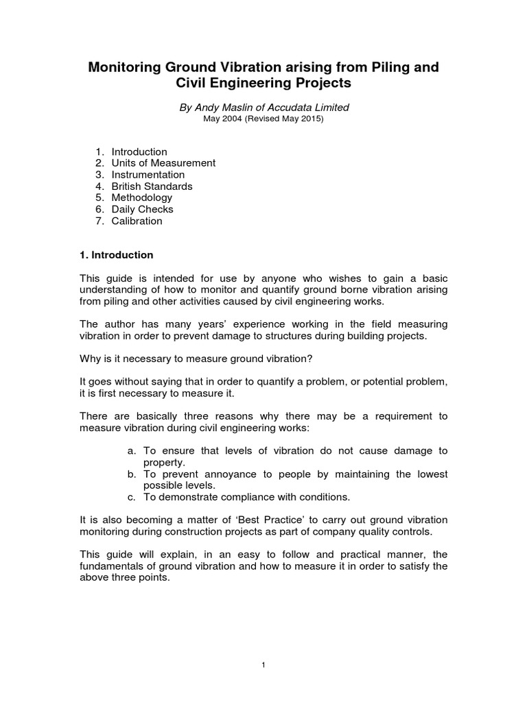 Monitoring Ground Vibration For Piling | PDF | Calibration | Normal Mode
