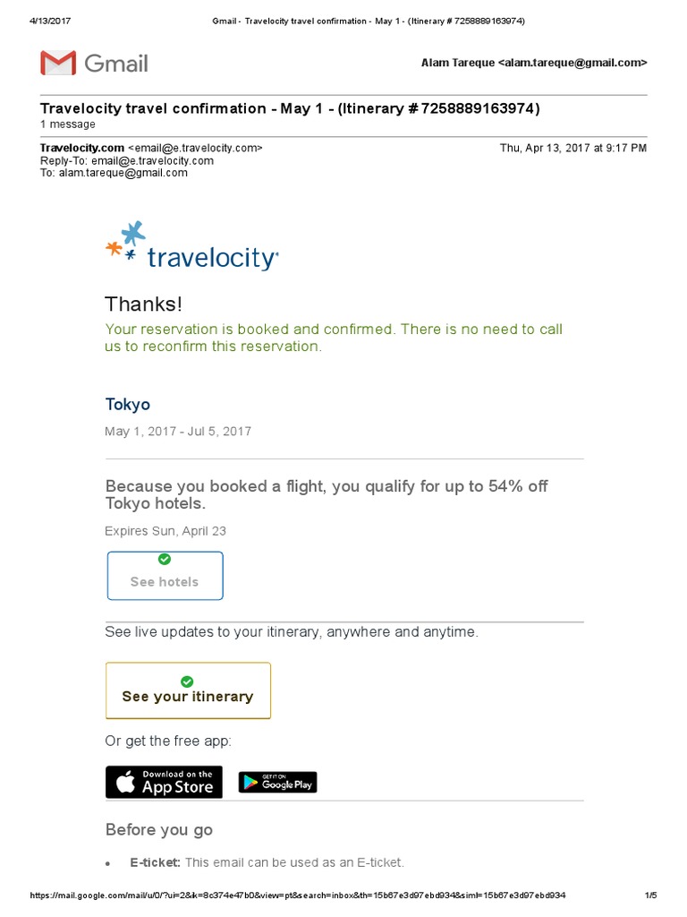 Gmail - Travelocity Travel Confirmation - May 1 - (Itinerary ...