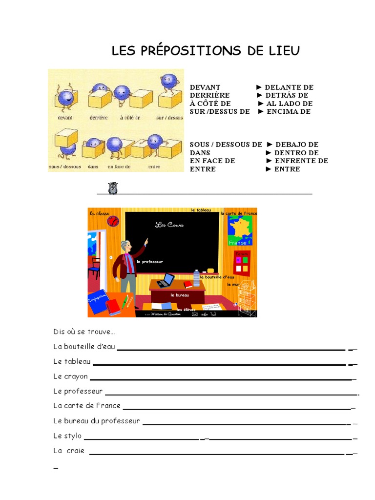 PRÉPOSITIONS DE LIEU (Exercice).doc | PDF