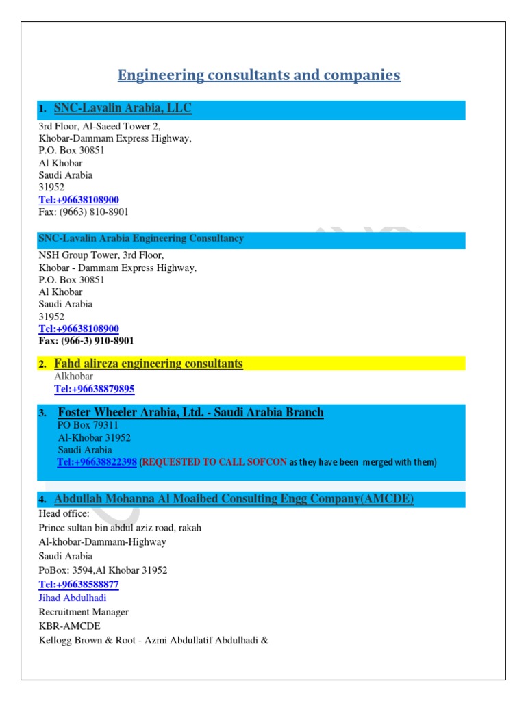 Engineering Consultants and Companies 2405 | PDF