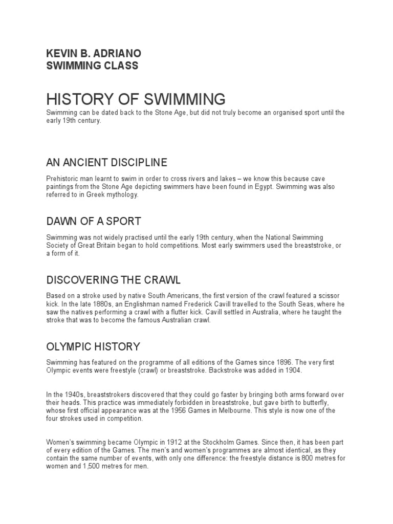 A Comprehensive History of Swimming: From Ancient Origins to Modern ...