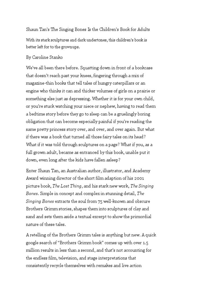 Review - The Singing Bones | PDF | Brothers Grimm
