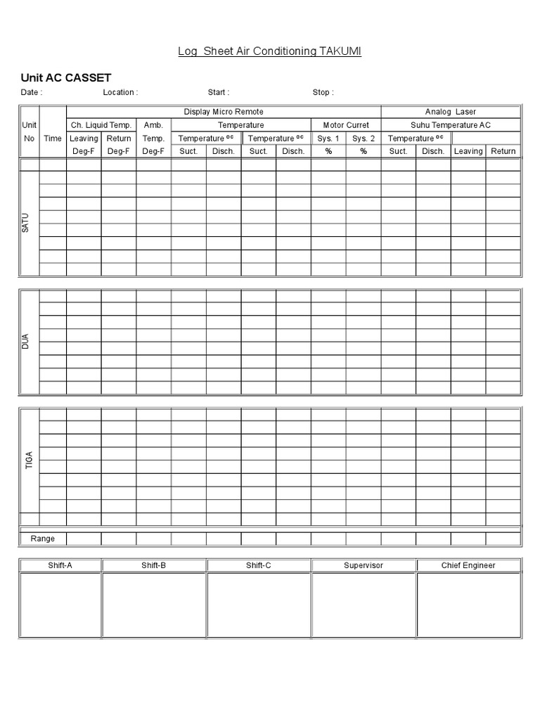 Log Sheet AC | PDF