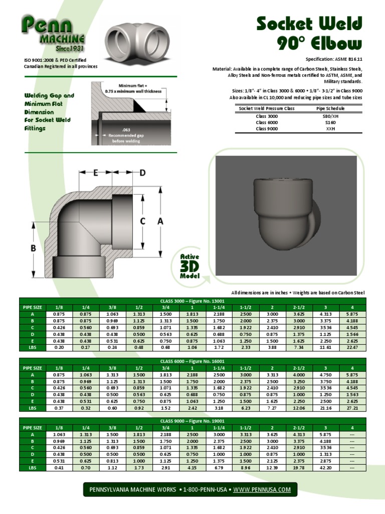Socket Weld 90 Elbow | PDF | Pipe (Fluid Conveyance) | Building Materials
