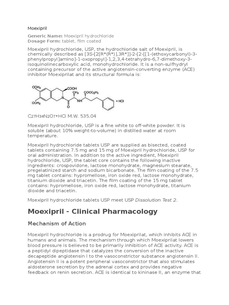 Moexipril | PDF | Hypertension | Nonsteroidal Anti Inflammatory Drug