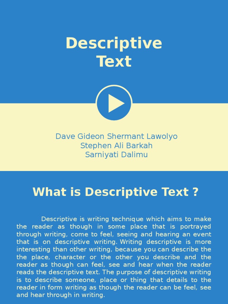 Descriptive Text | Download Free PDF | Verb | Adjective