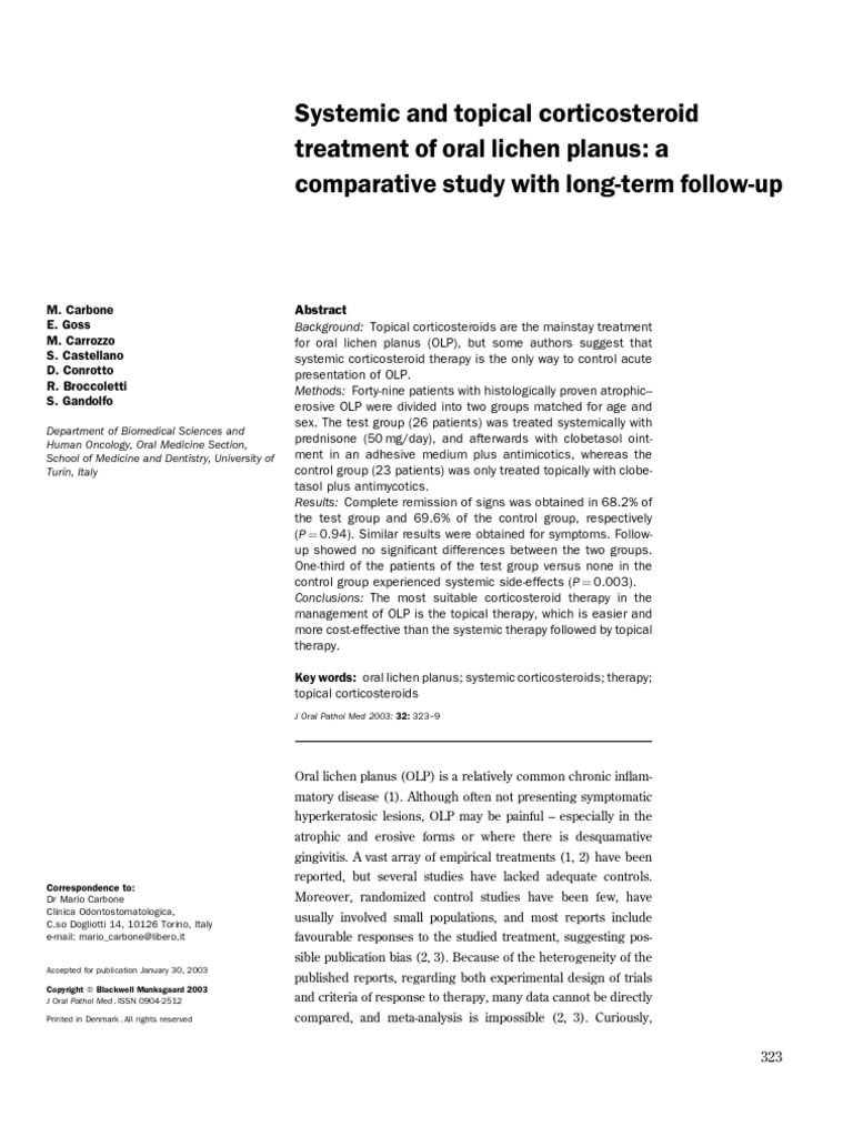 Oral Lichen Planus | Corticosteroid | Topical Medication