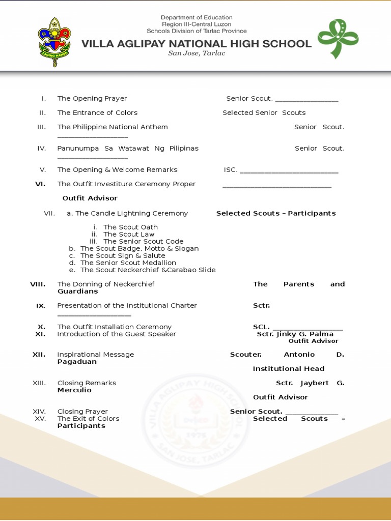 BSP Investiture | PDF | Oath Of Office | Scouting