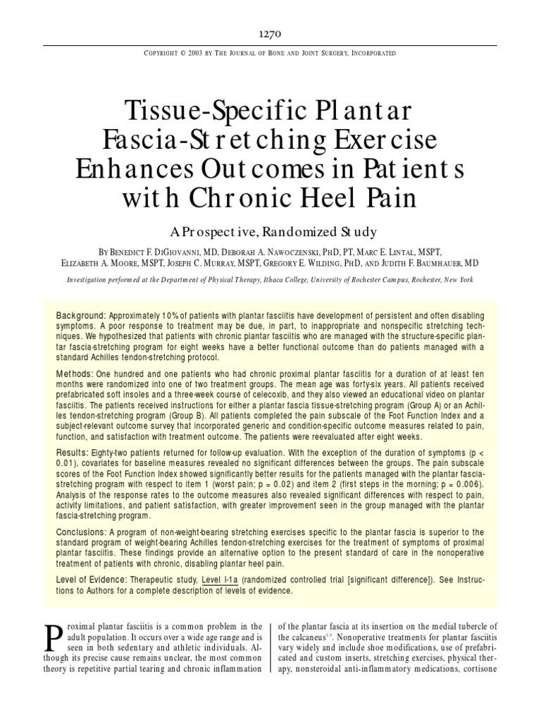 DiGiovanni 2003 PDF | PDF | Foot | Regression Analysis