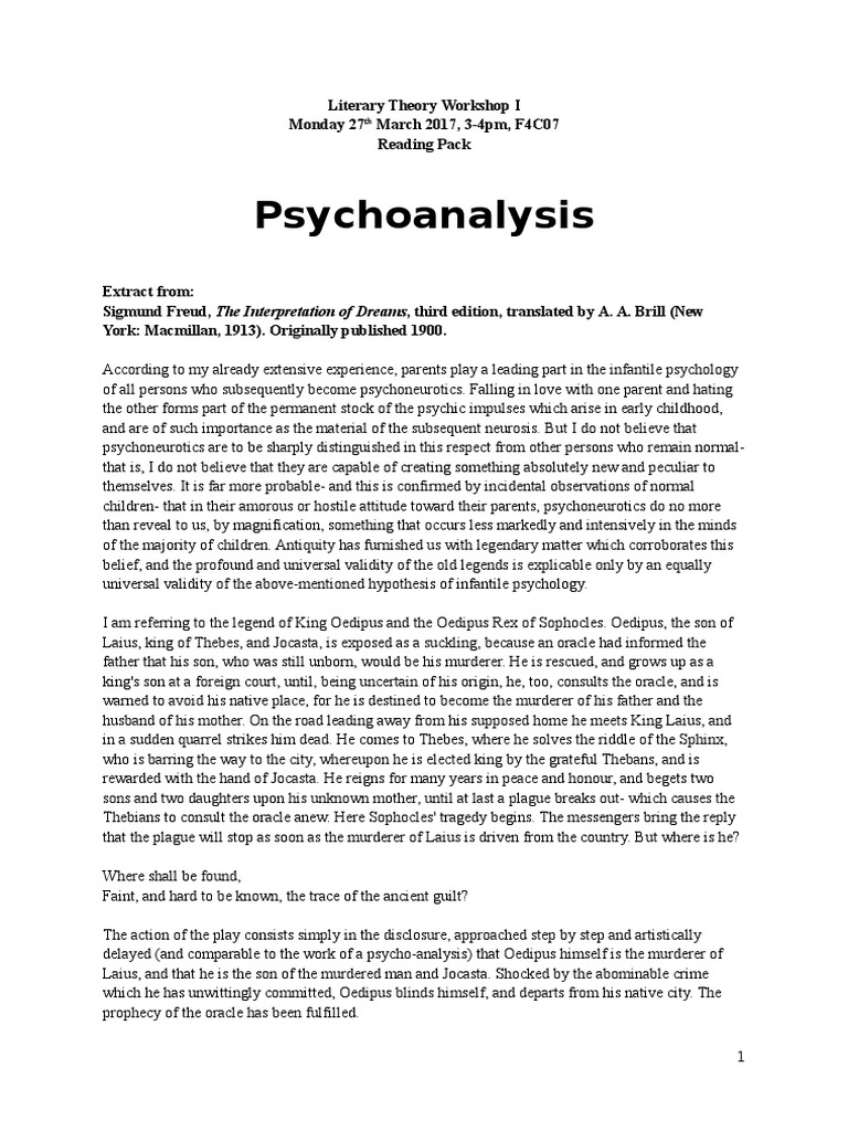Psychoanalysis Reading Pack | PDF | Psychological Concepts | Science