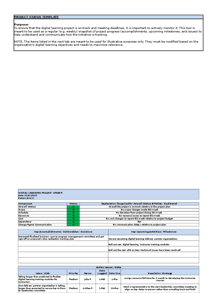 Accenture Project Status Template | PDF