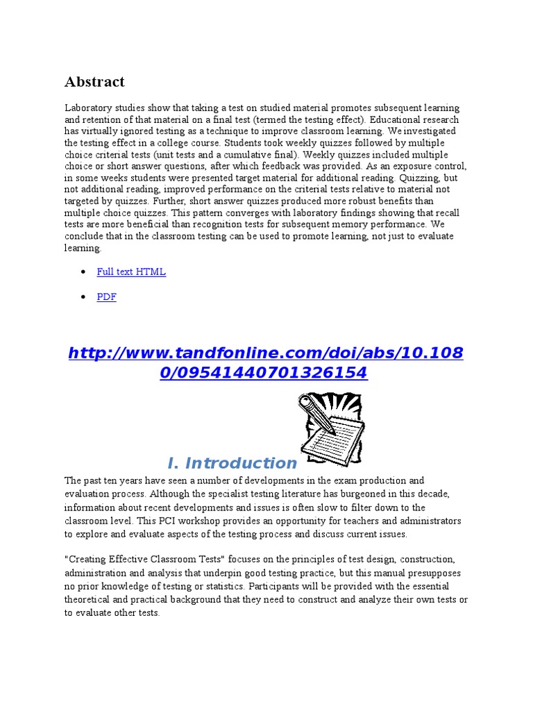 Abstract Language Testing | PDF | Test (Assessment) | Classroom