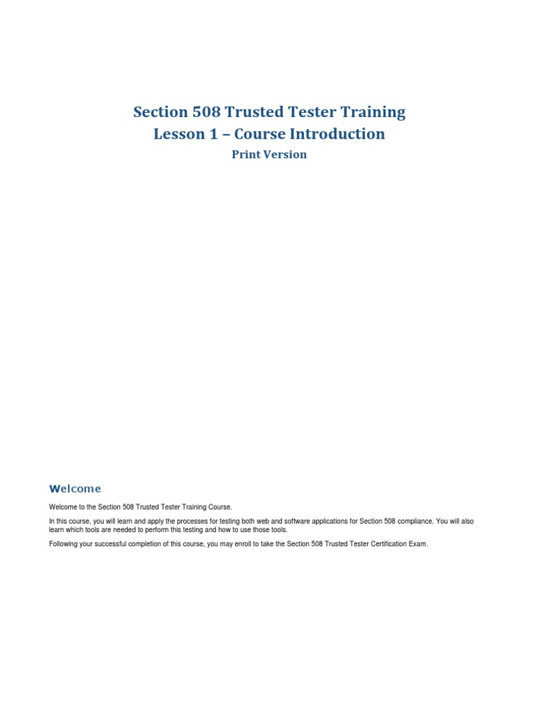 Section 508 Trusted Tester Training Guide | PDF